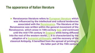 Literature of Renaissance in Italy Lecture 2.pptx