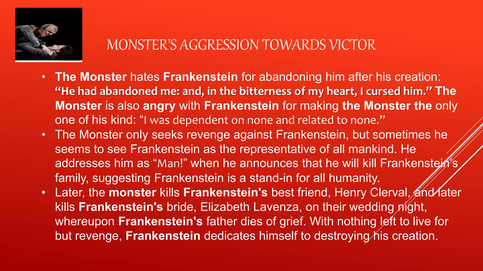 The Relationship Between Victor Frankenstein And Monster | PPTX