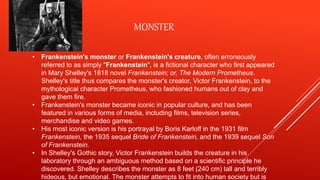The Relationship Between Victor Frankenstein And Monster | PPTX
