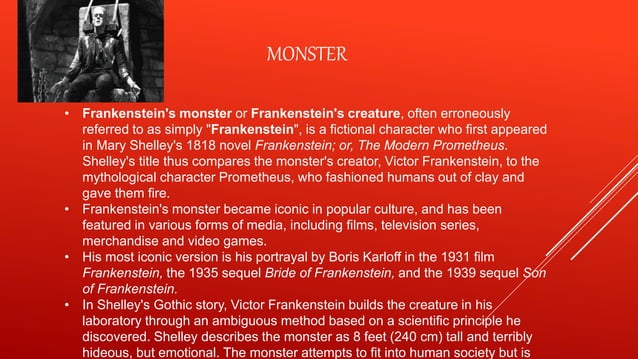 The Relationship Between Victor Frankenstein And Monster | PPTX