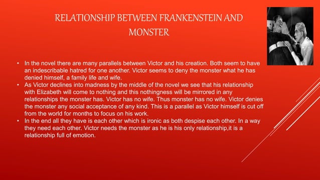The Relationship Between Victor Frankenstein And Monster | PPTX