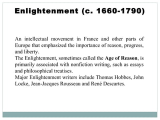 Literature "romantic movement and ghotic | PPT