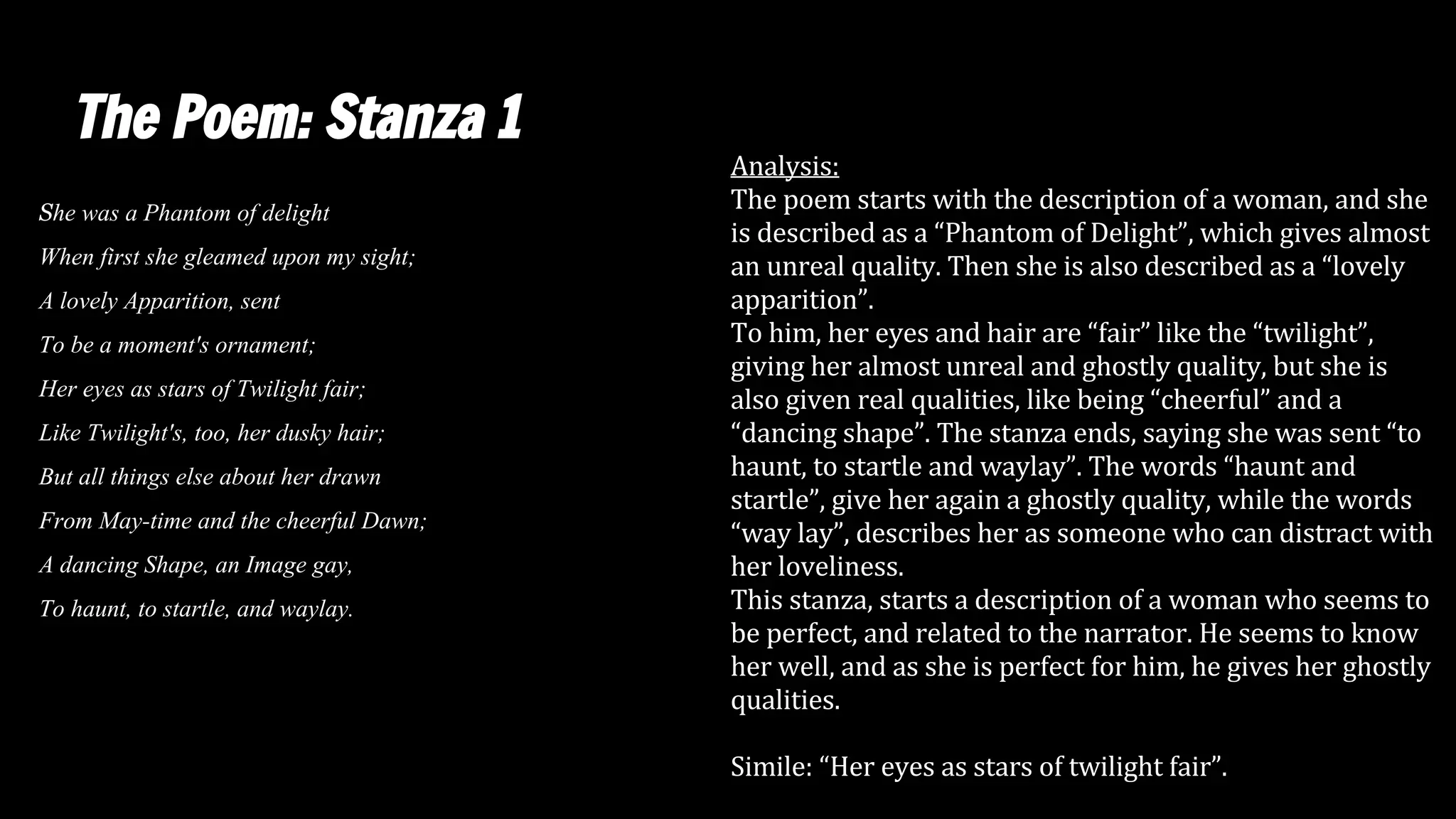 Literature presentation “she was a phantom of delight” | PDF