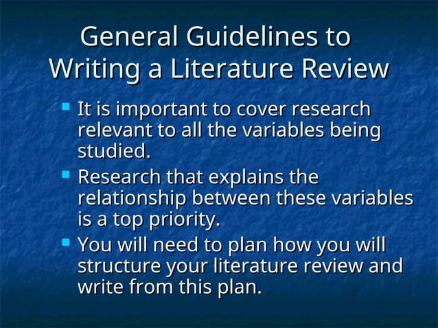 LiteratureReview guidlines and effective writing | PPT