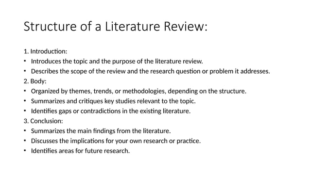 Literature Review scientific studies ppt | PPT