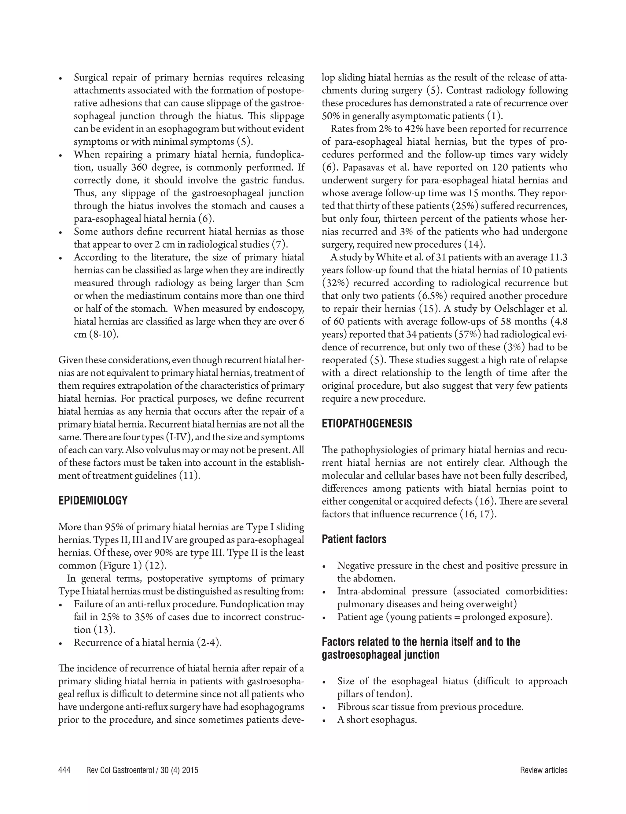 Literature review a surgeon's view of recurrent hiatal hernia | PDF ...