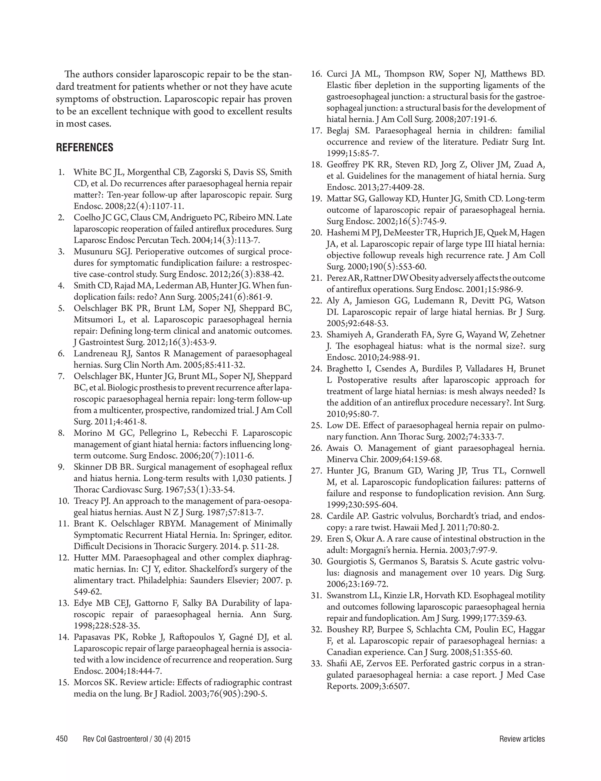 Literature review a surgeon's view of recurrent hiatal hernia | PDF ...