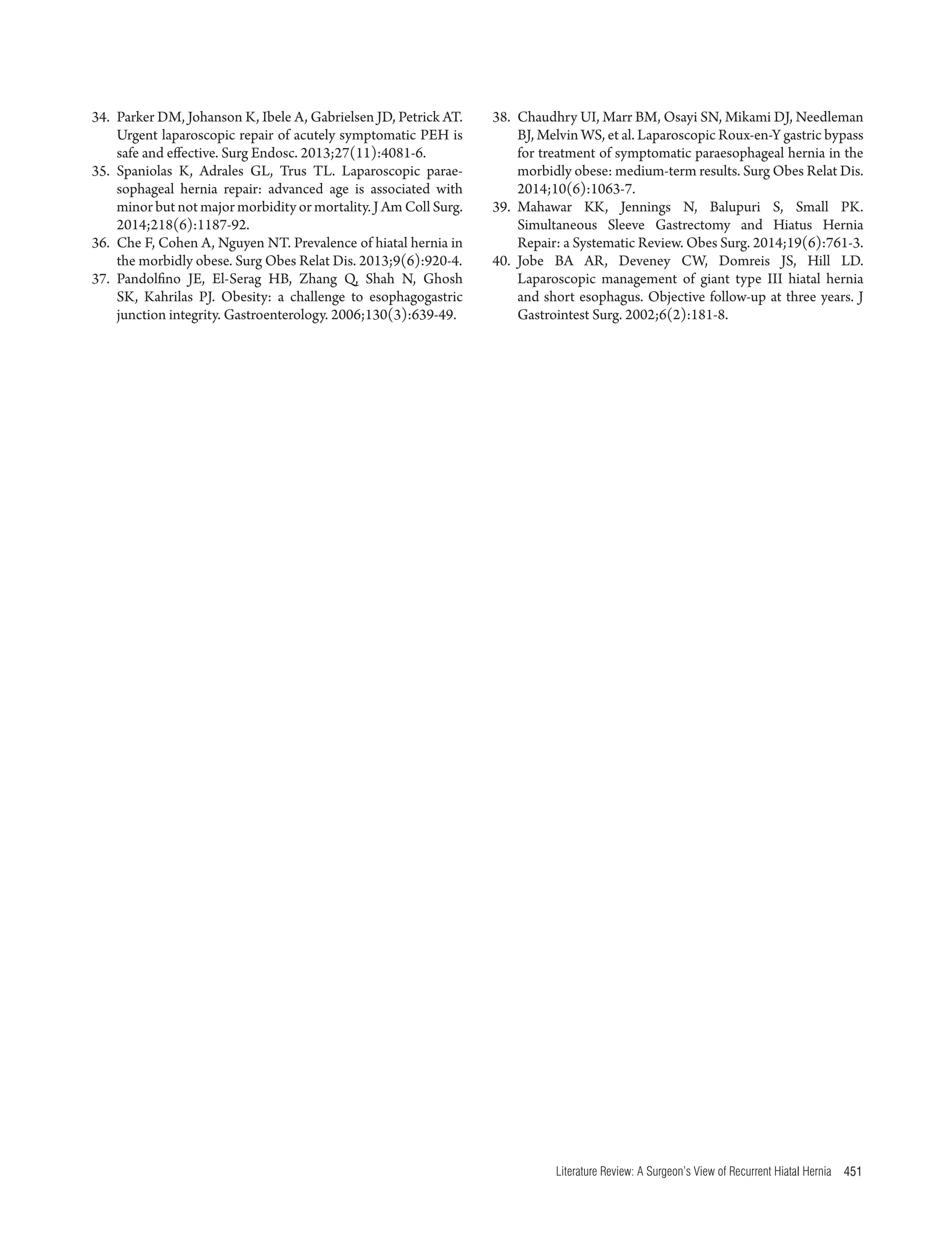 Literature review a surgeon's view of recurrent hiatal hernia | PDF ...