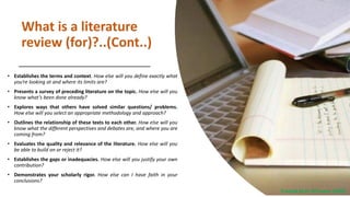 How to Do and Write The Literature Review by Ali Samer-2018' | PPT