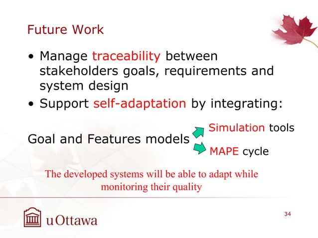Self-adaptation Driven by goals in SysML Models | PPT