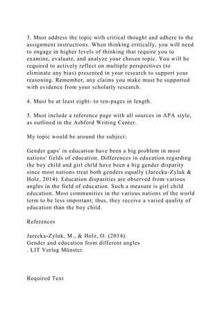 Literature Review and AnalysisFor the final assignment, stud.docx