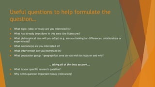 Identifying a research problem and formulating a research question | PPTX