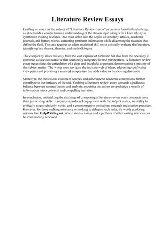 Literature Review Essays | PDF