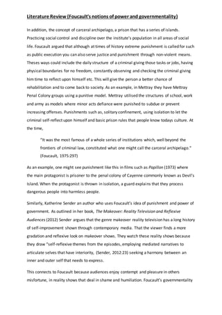 Literature review (foucault's notions of power and governmentality) | DOCX