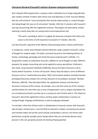 Literature review (foucault's notions of power and governmentality) | DOCX