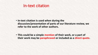 Literature review in text citation | PPT