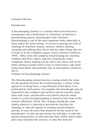 Literature ReviewIntroductionA housekeeping contract is a .docx