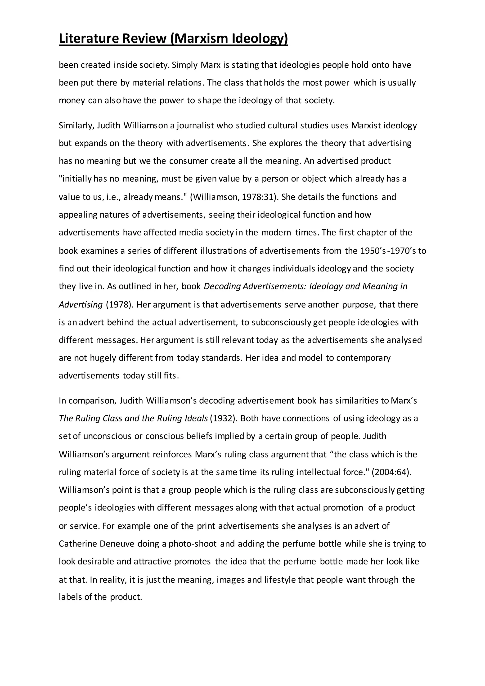 Literature review (marxism ideology) | DOCX