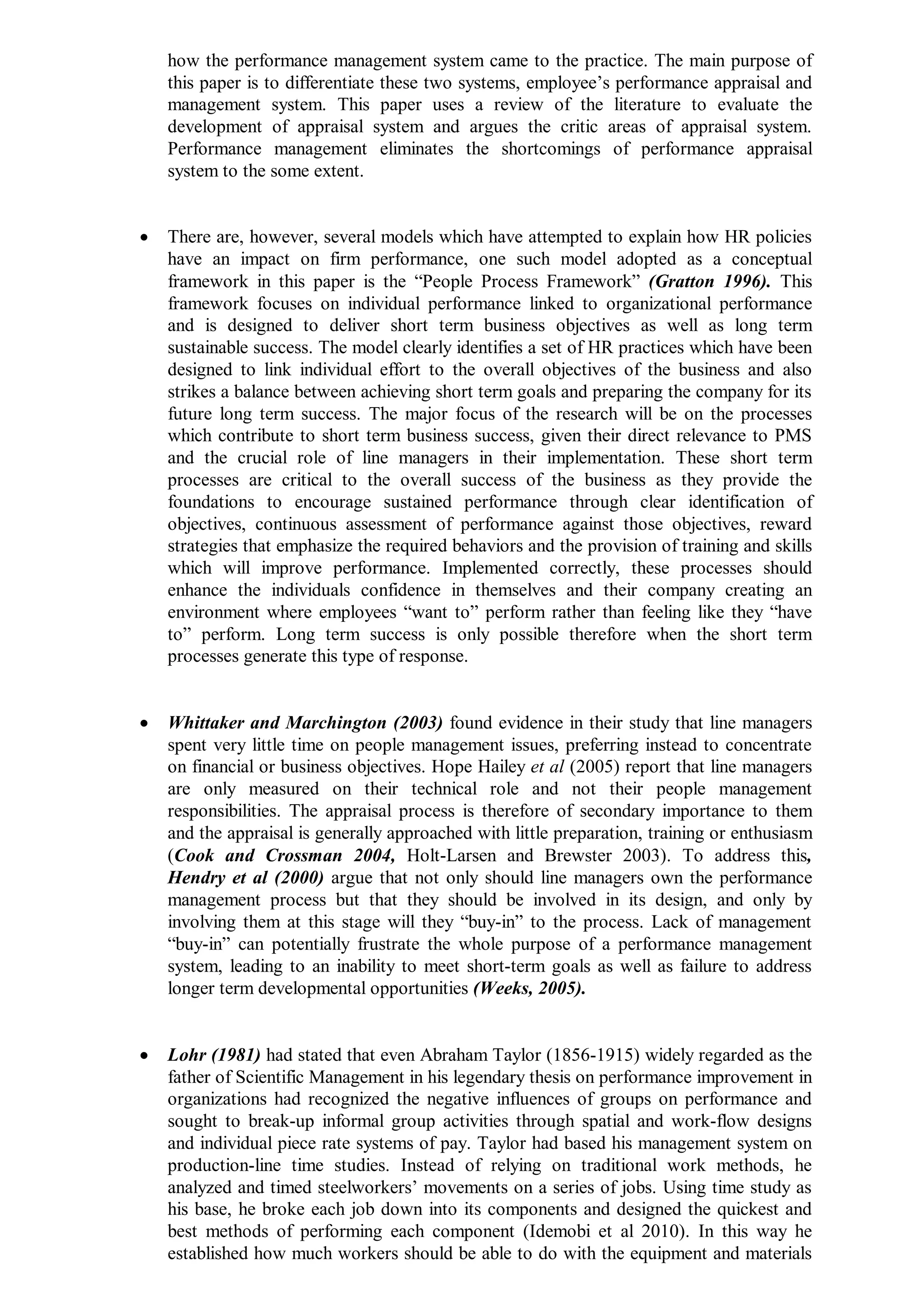 Literature Review on Performance Management System | PDF