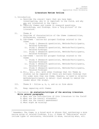 Review Of Literature Outline