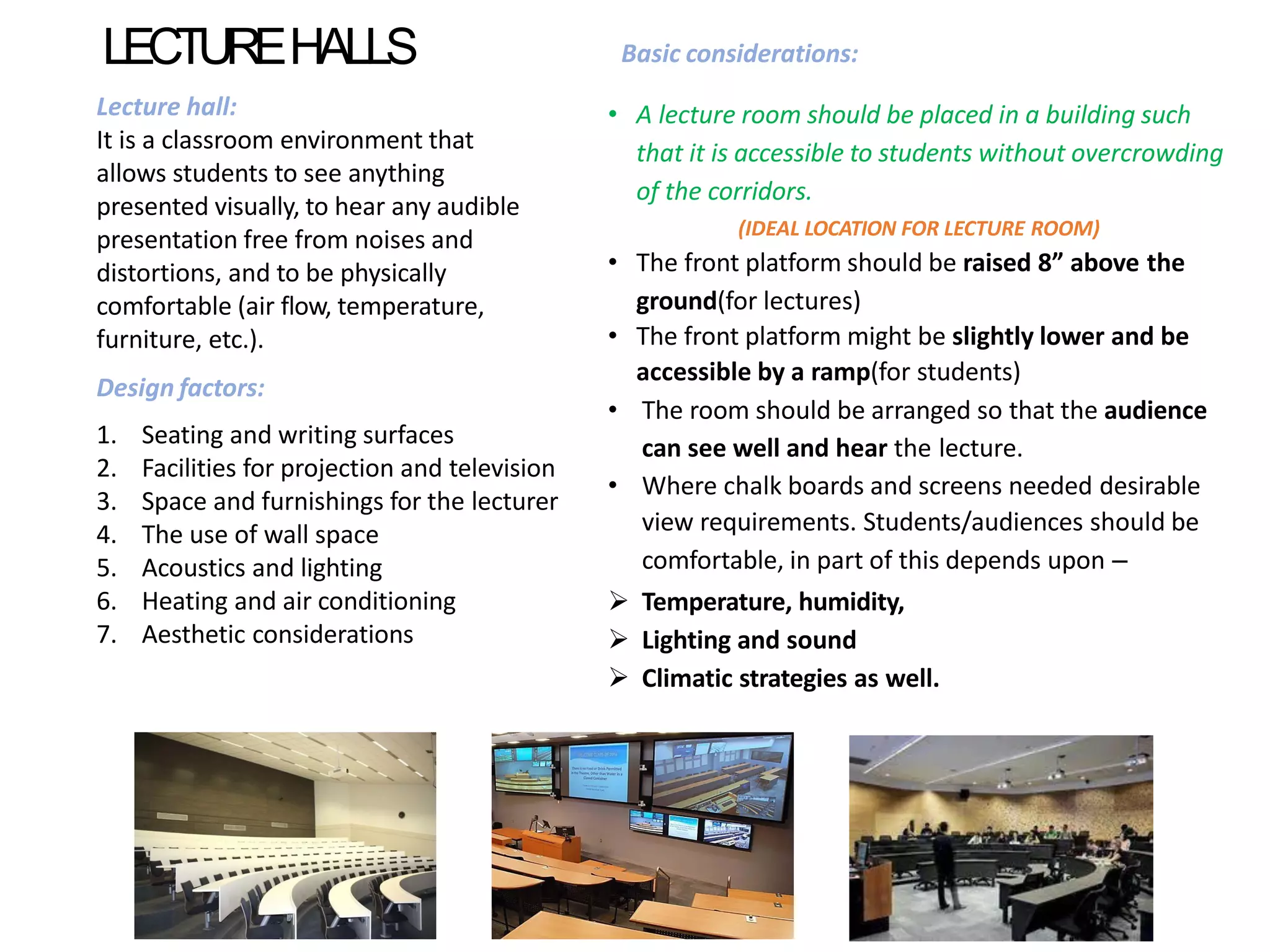 Literature Study on Lecture halls and Libraries | PDF