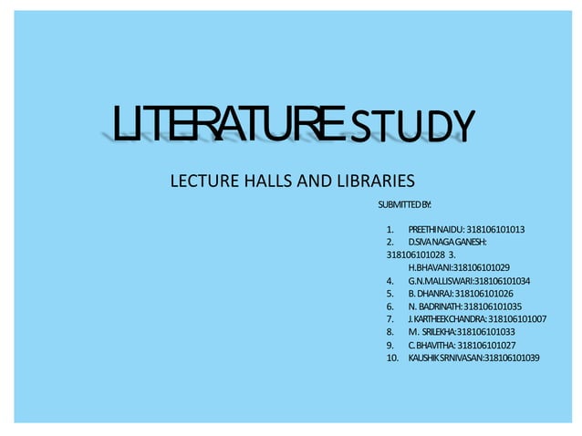 Literature Study on Lecture halls and Libraries | PDF