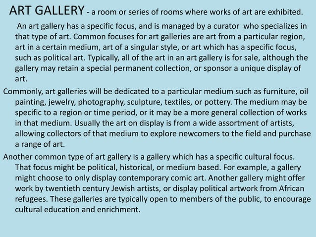 Literature study on art gallery | PPTX