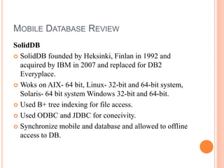 Literature Survey on Mobile Database Tools | PPTX