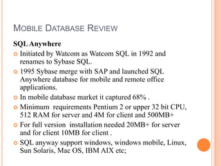 Literature Survey on Mobile Database Tools | PPTX