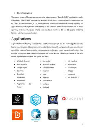 Mobile Augmented Reality Development tools | PDF