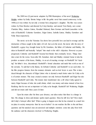 Lit film review on Wuthering Heights (I.A) | DOCX | Romance | Genres