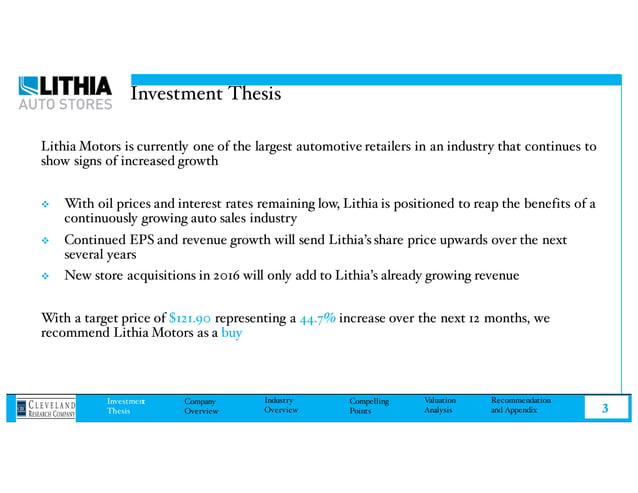 Lithia Auto Motors stock pitch | PPT