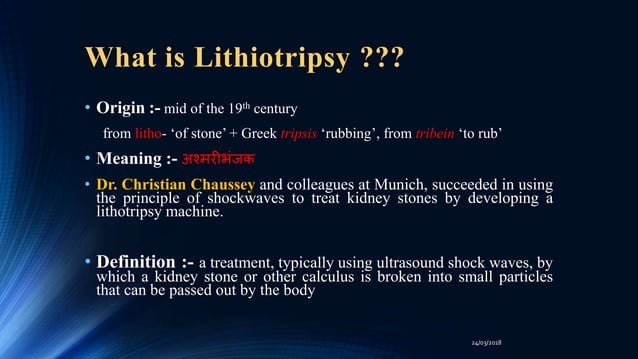 Lithiotripsy | PPTX | Chemistry | Science