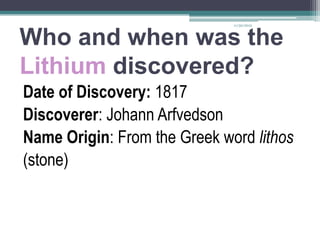 Lithium | PPTX | Chemistry | Science