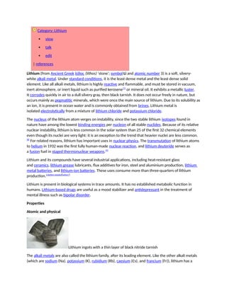 Lithium is one of the components in periodic table | PDF