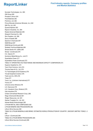 Lithium Batteries: Markets and Materials | PDF