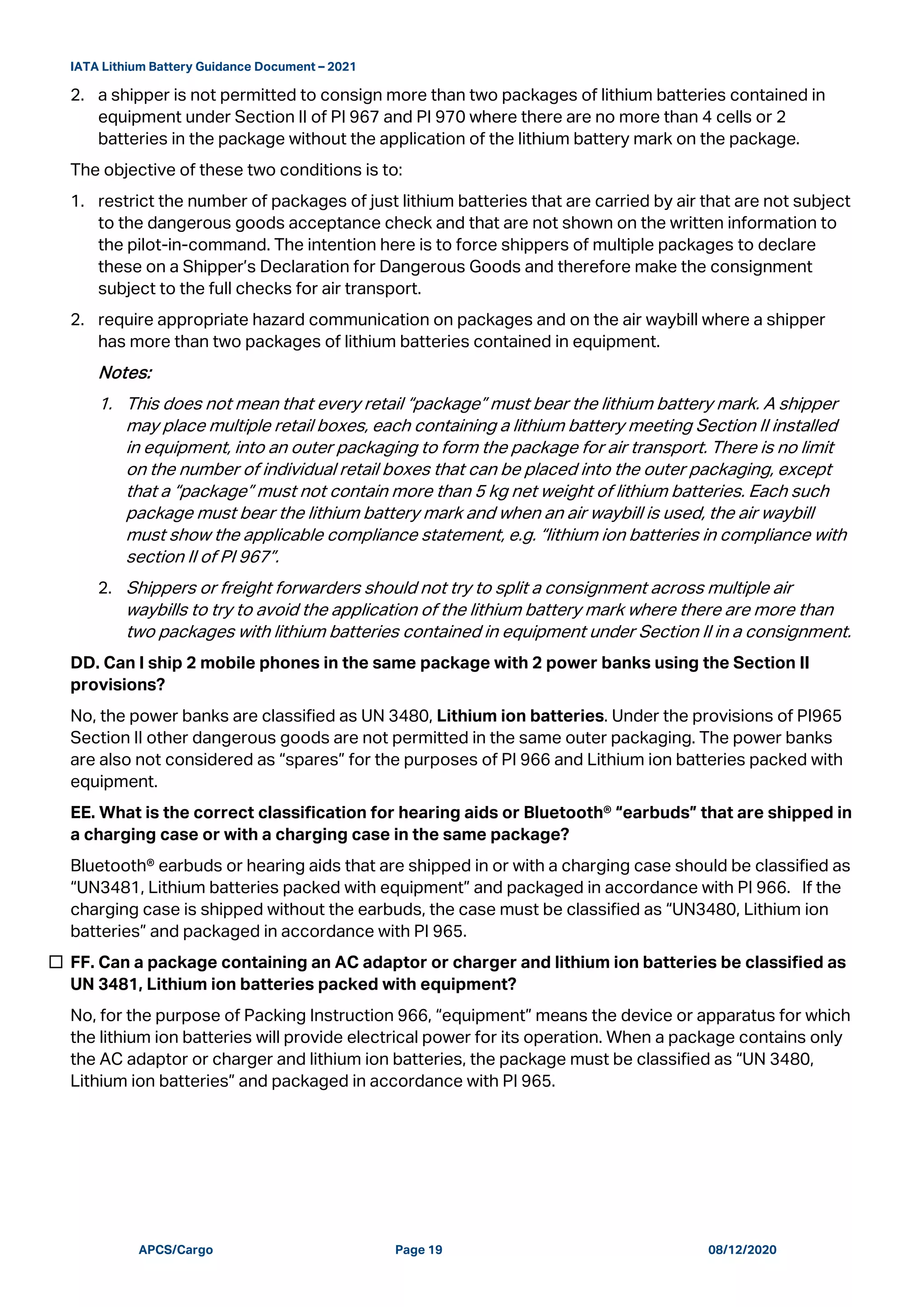Lithium battery guidance document 2021 | PDF