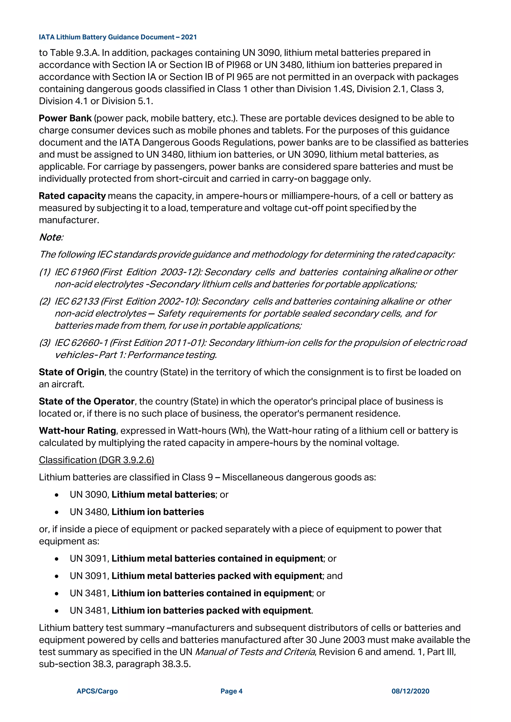 Lithium battery guidance document 2021 | PDF