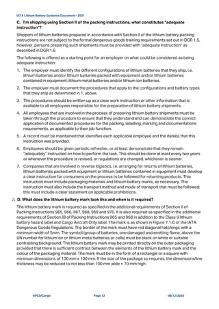 Lithium battery guidance document 2021 | PDF