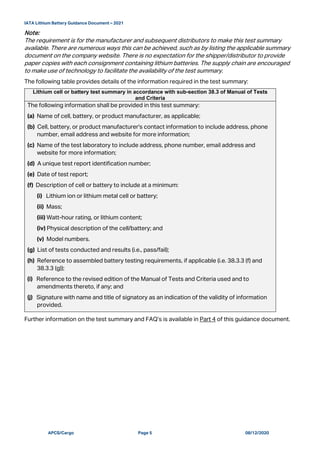 Lithium battery guidance document 2021 | PDF