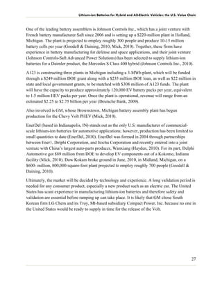 Lithium ion batteries for electric vehicles the U.S.. value chain | PDF