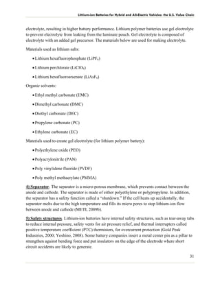 Lithium ion batteries for electric vehicles the U.S.. value chain | PDF