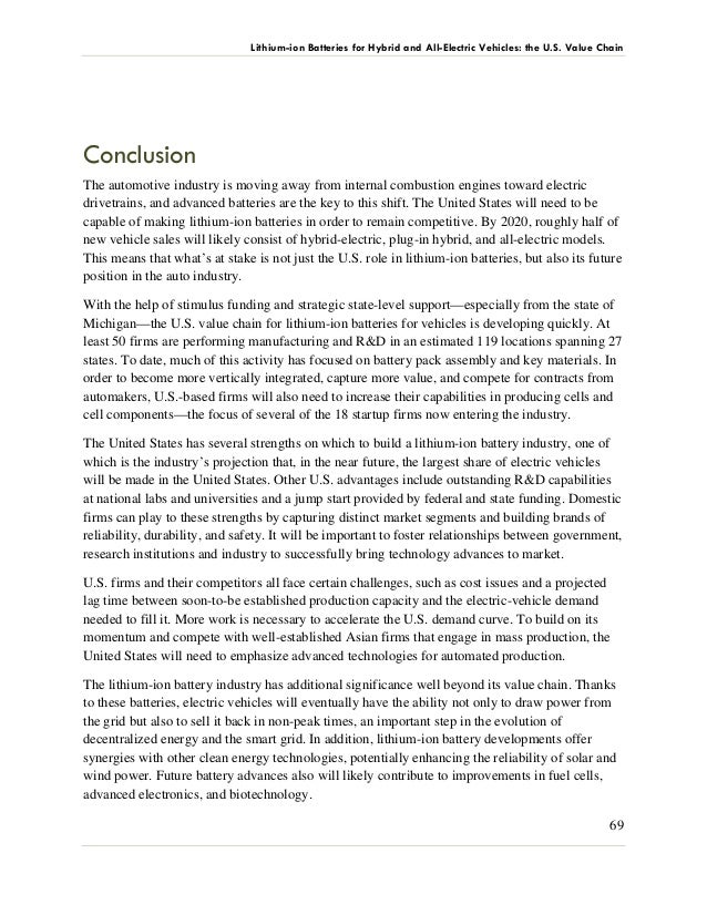 Lithium ion batteries for electric vehicles the U.S.. value chain