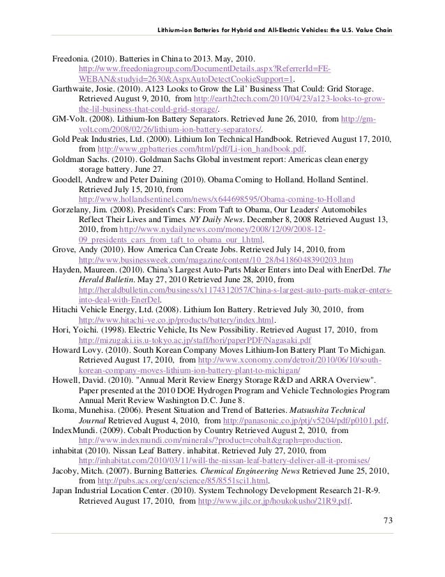 Lithium ion batteries for electric vehicles the U.S.. value chain