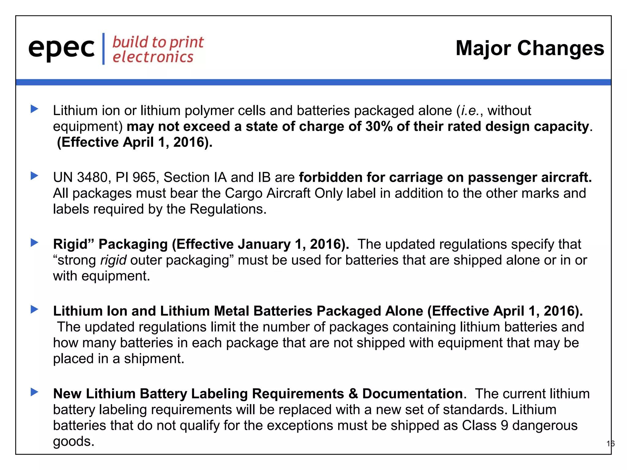 Lithium Battery Regulations and How They Affect OEM’s | PPT
