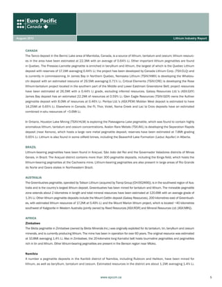 Lithium Industry - A Strategic Energy Metal | PDF