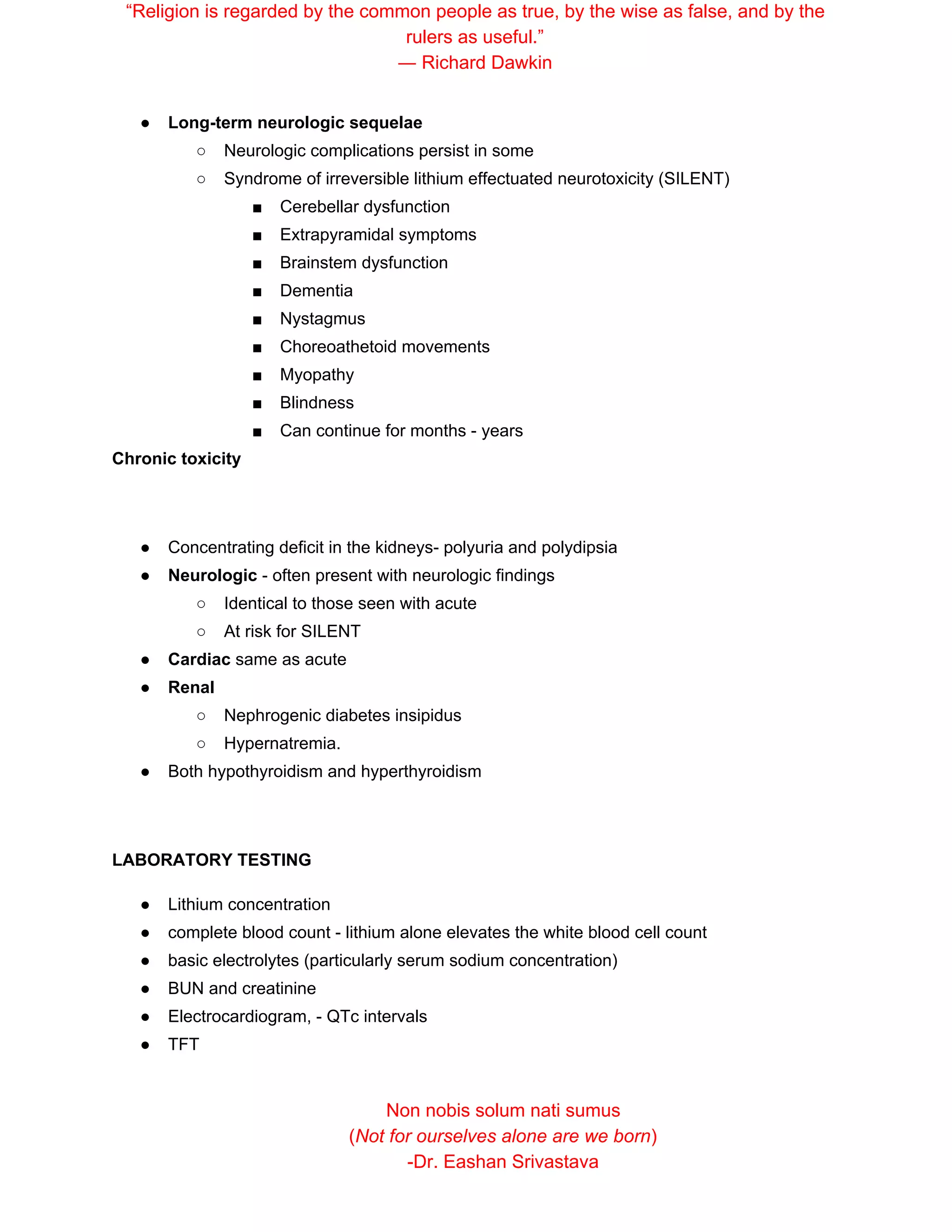 Lithium toxicity | PDF