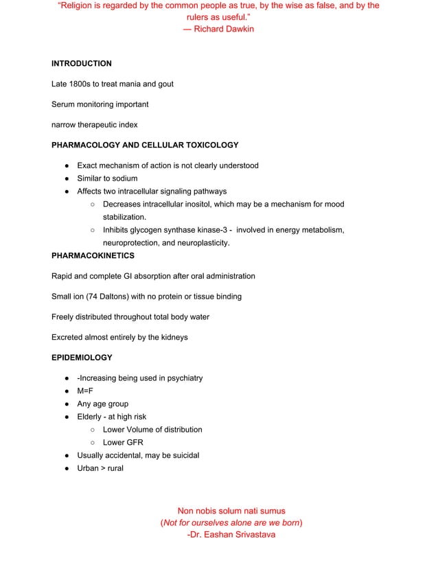 Lithium toxicity | PDF