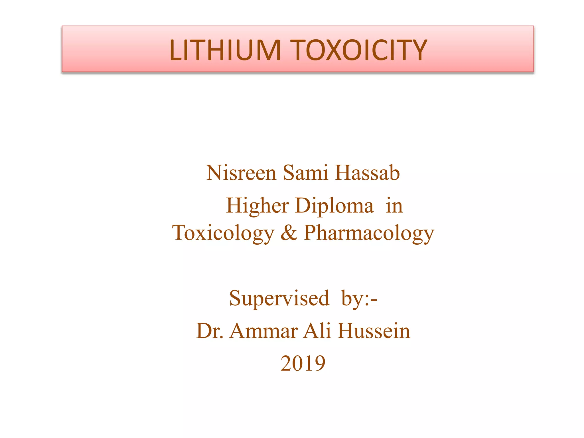 Lithium toxicity | PPTX