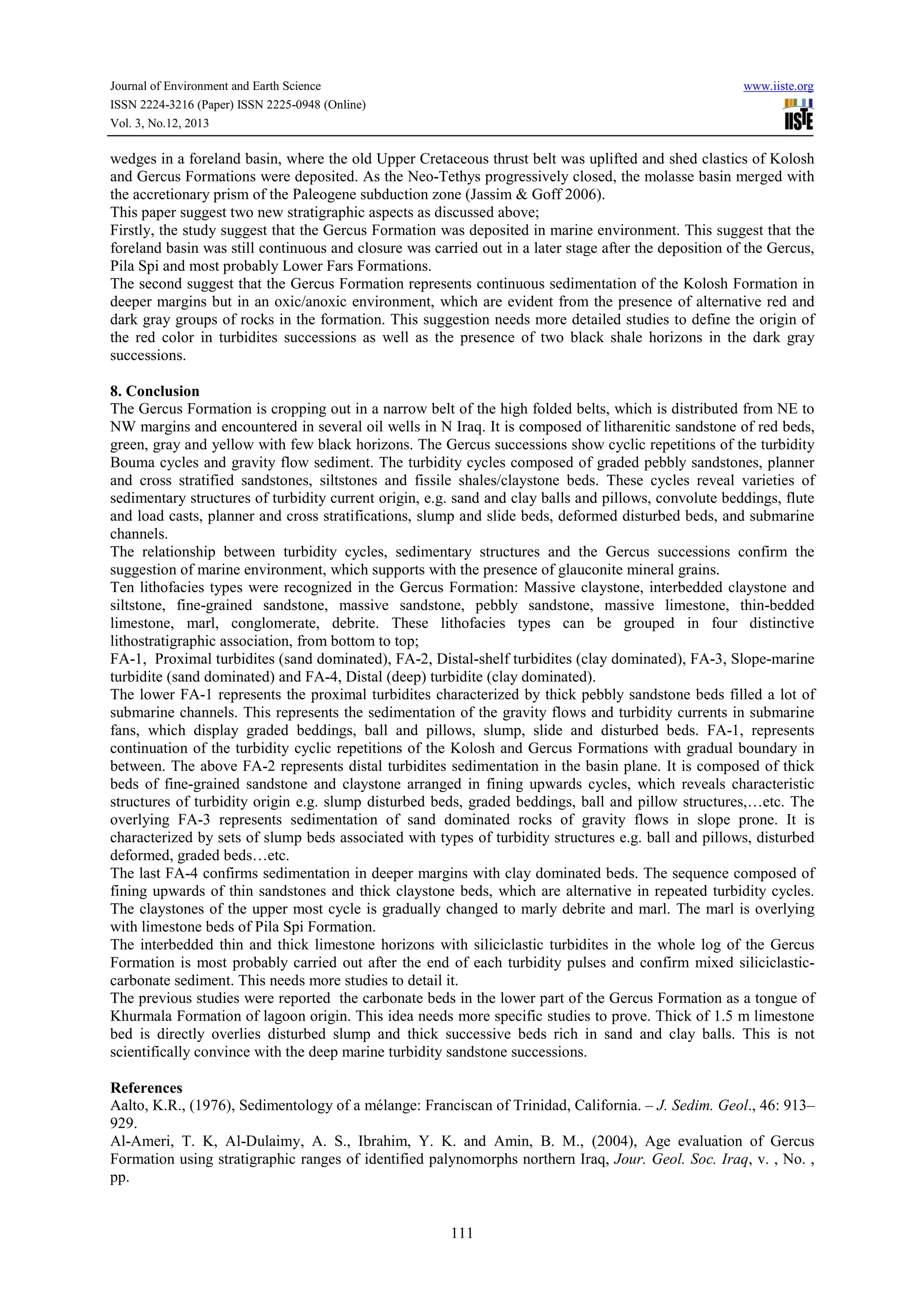 Lithofacies Architecture Of The Gercus Formation In Jabal Haibat Sultan Ne Iraq New Concept Of